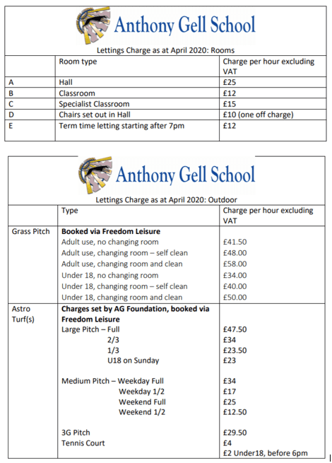 Community Lettings - Anthony Gell School