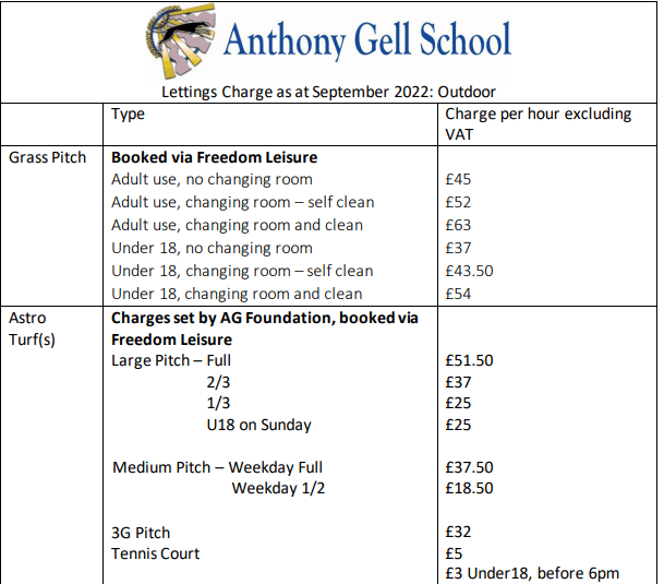 Community Lettings - Anthony Gell School