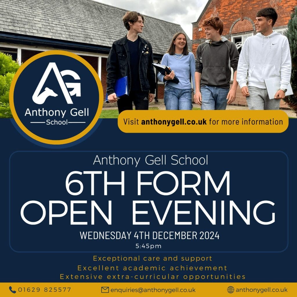 6th Form Open Evening - Wednesday 4th December - Anthony Gell School